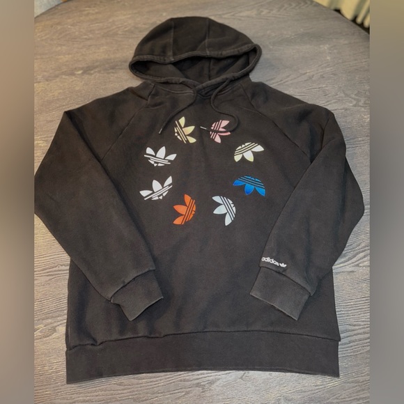 adidas | Shirts | Adidas Multi Colored Embroidered Decal Hoodie Medium ...